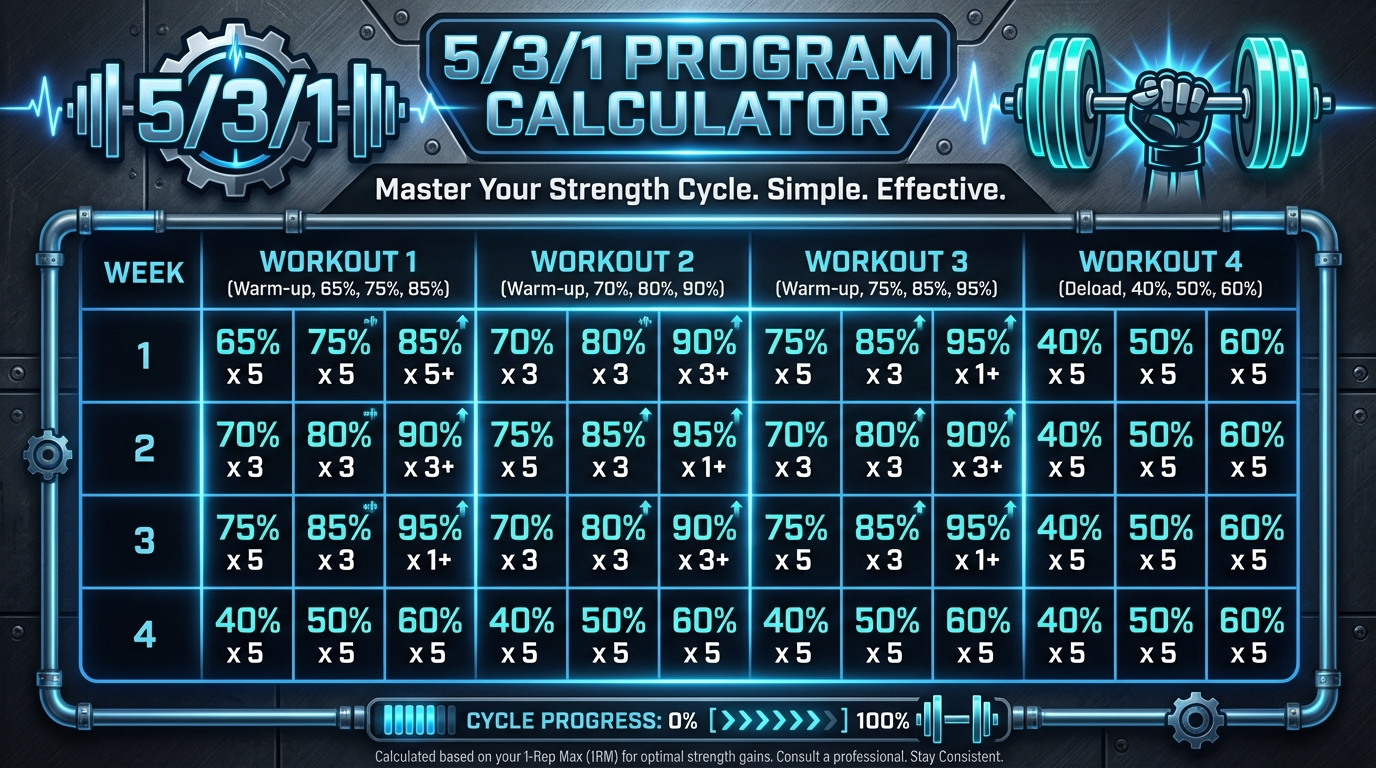 5/3/1 Program Calculator – Jim Wendler Lifting Weights | Dyutam